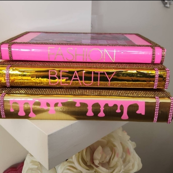 Accents | Glam Book Stack Set Of 3 Custom Coffee Table Decor Hot Pink ...